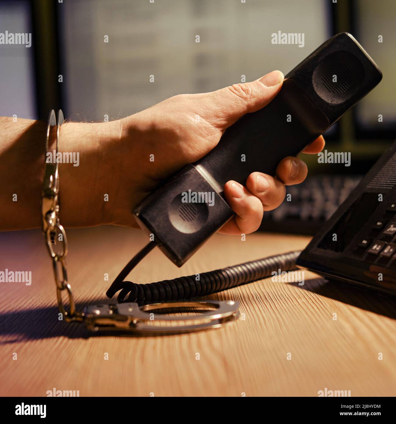 Handcuffs night police office hi-res stock photography and images - Alamy