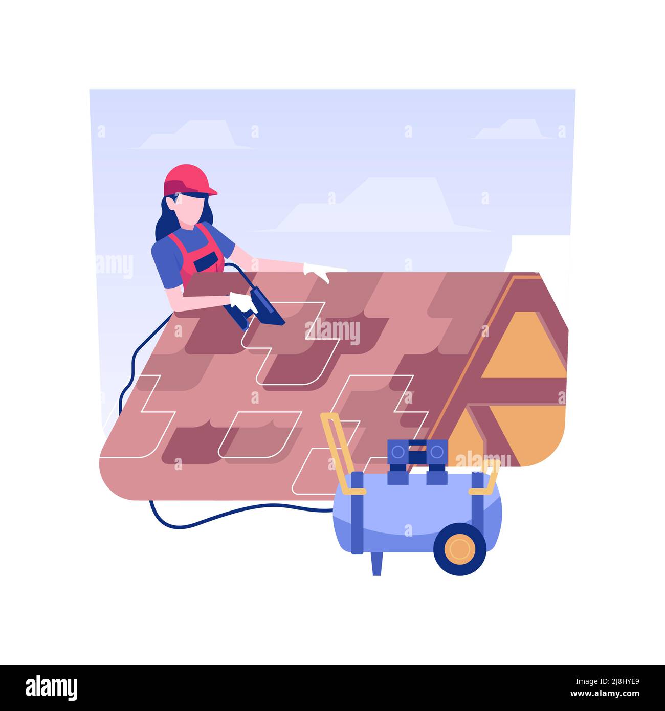 Installing roofing shingles isolated concept vector illustration ...