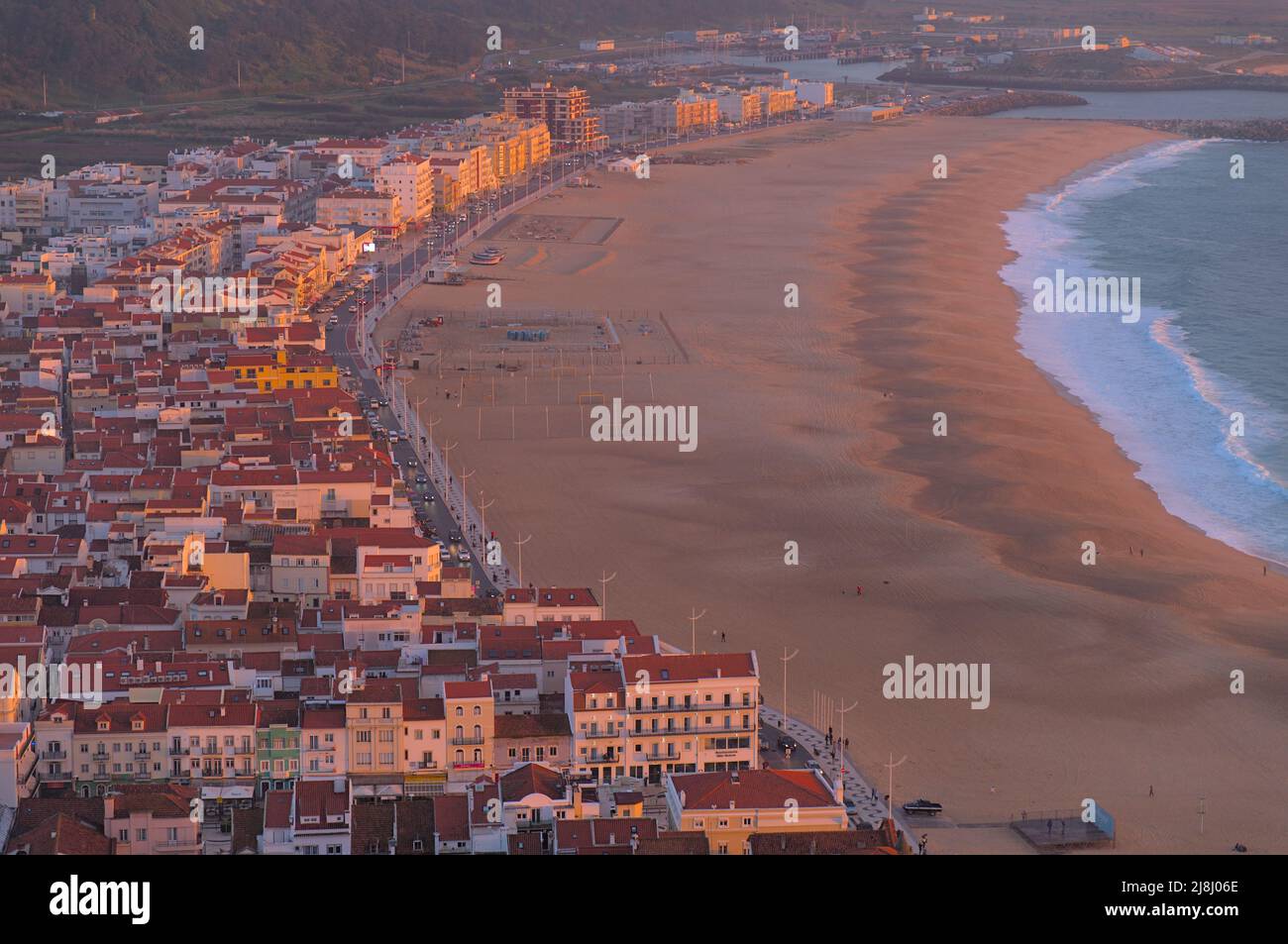 Overview of the Village of Nazare during Sunset Time in Portugal Stock ...