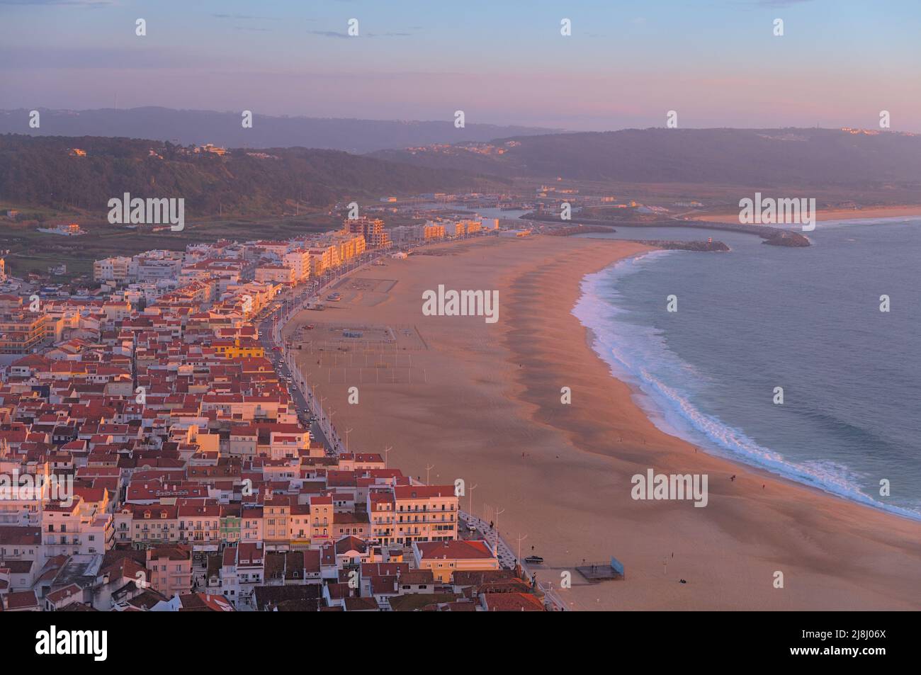 Overview of the Village of Nazare during Sunset Time in Portugal Stock ...