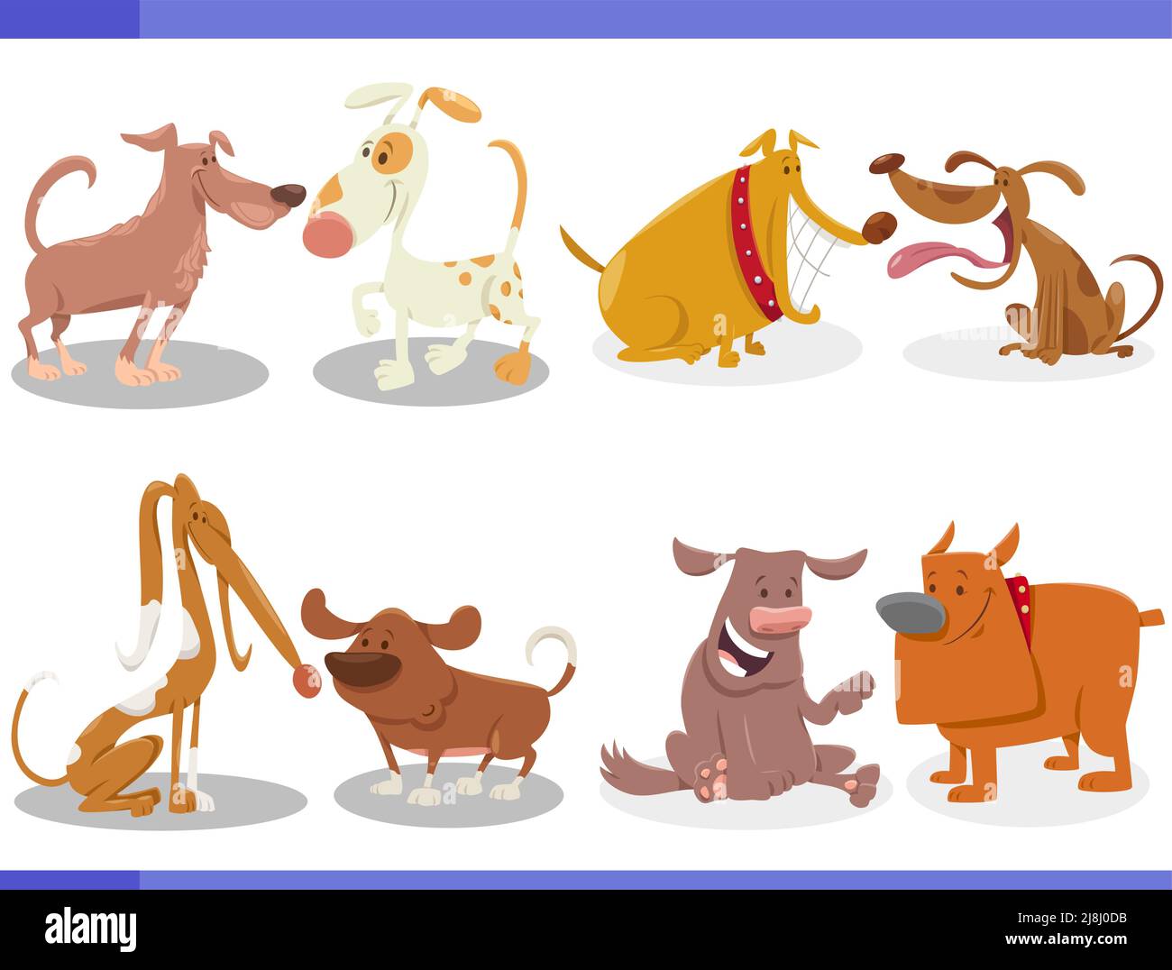 Cartoon illustration of happy dogs animal characters set Stock Vector ...