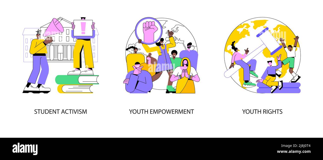 Social movement abstract concept vector illustration set. Student ...