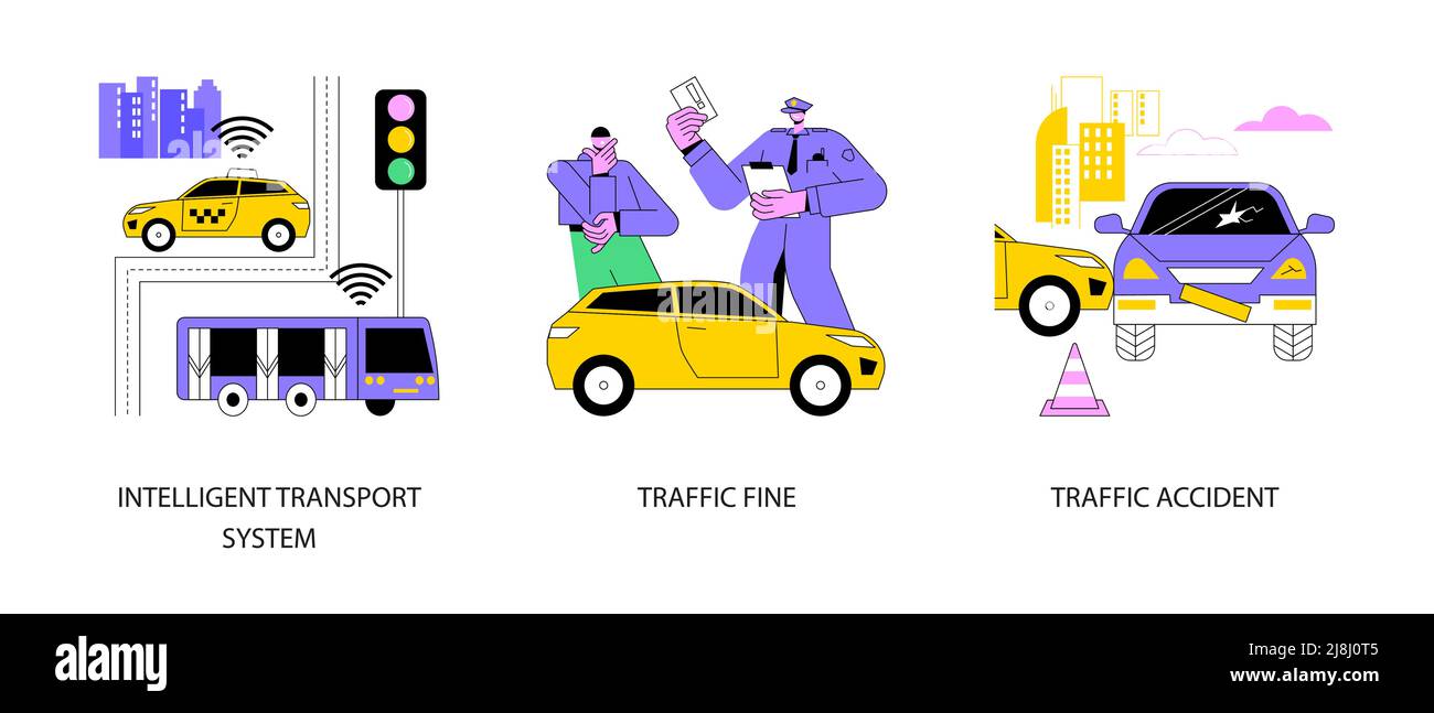 Traffic control abstract concept vector illustration set. Intelligent ...