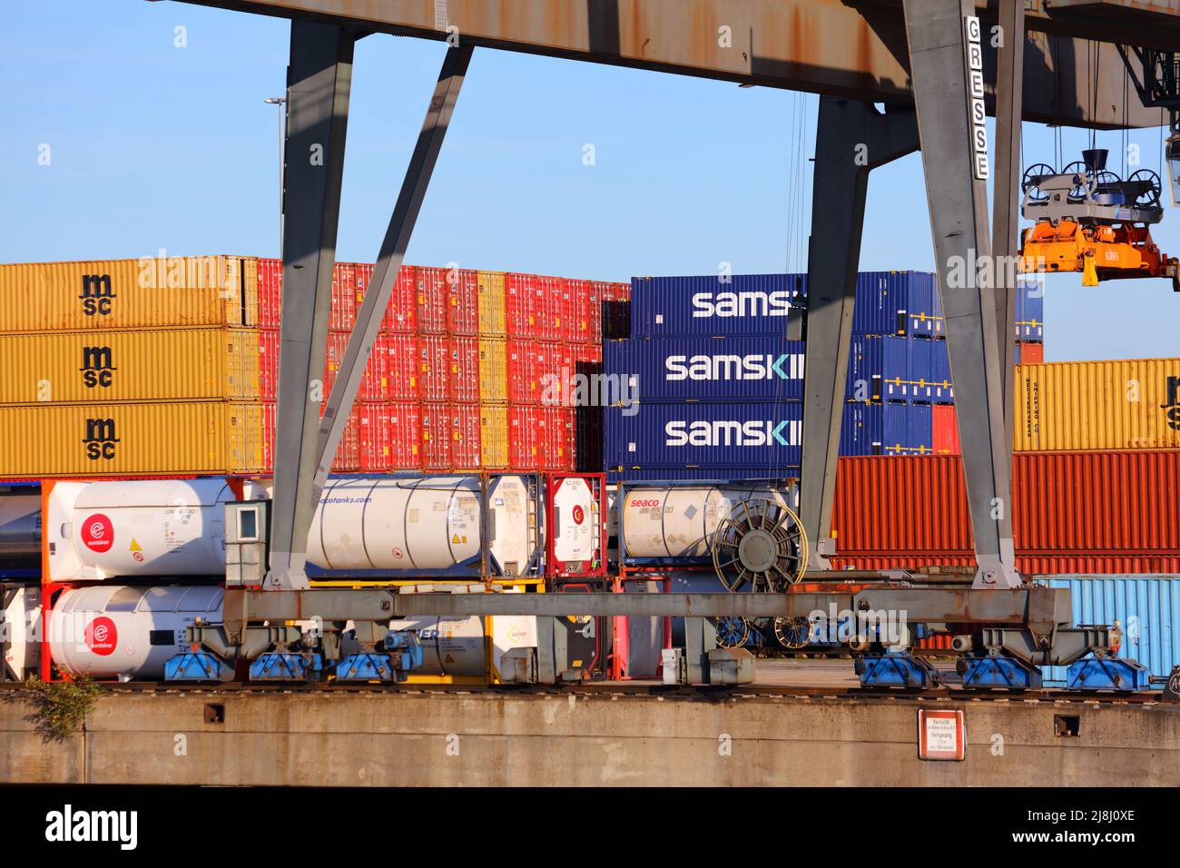 DUISBURG, GERMANY - SEPTEMBER 18, 2020: Shipping containers of MSC and ...