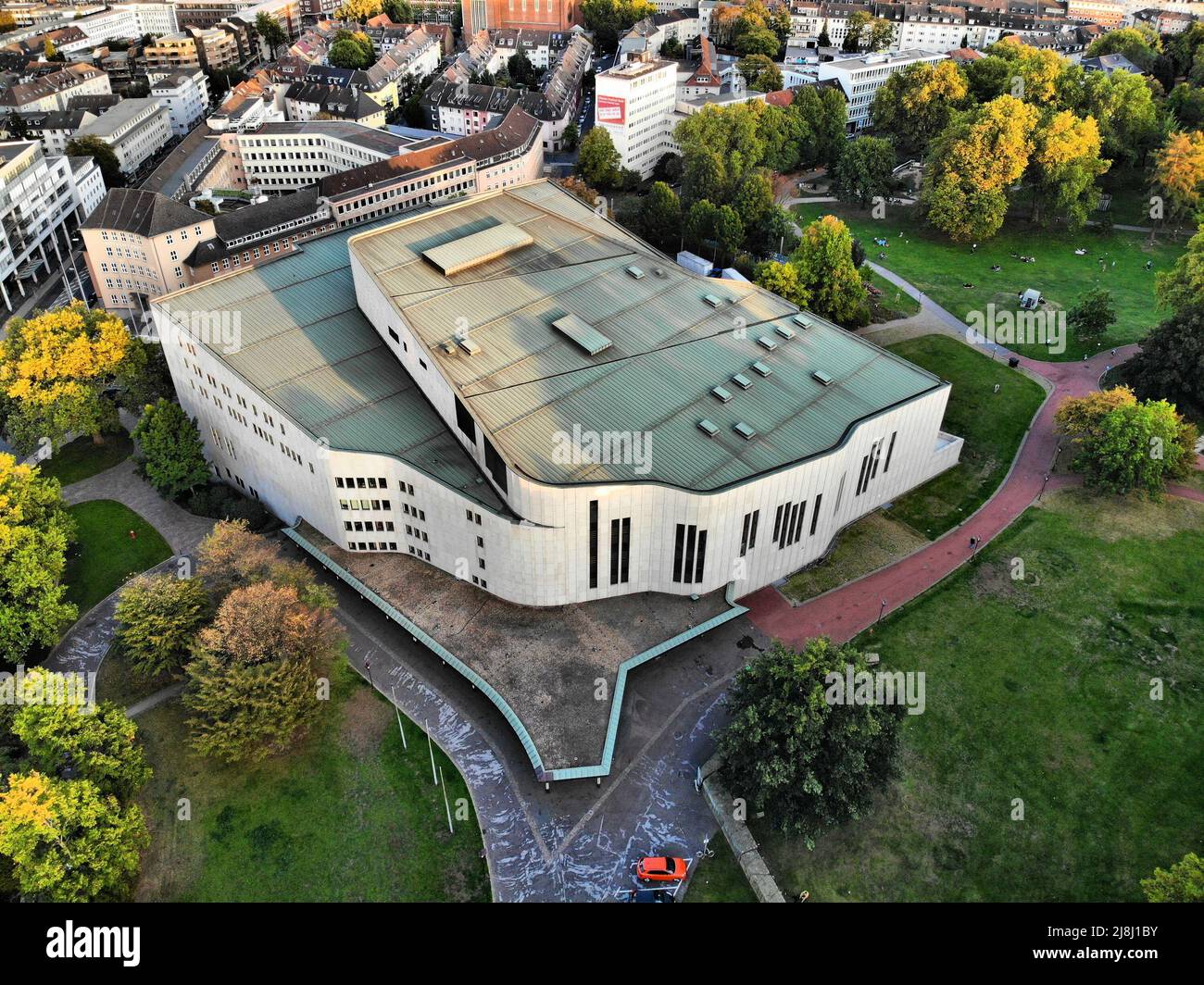 ESSEN, GERMANY - SEPTEMBER 20, 2020: Aerial view of Aalto Theater in ...