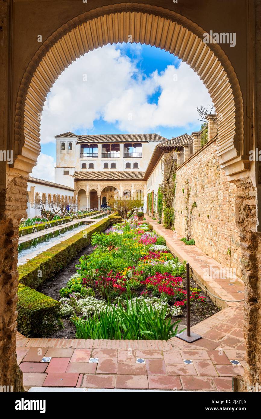 The Patio de la Acequia in the Generalife - Alhambra complex - Granada ...