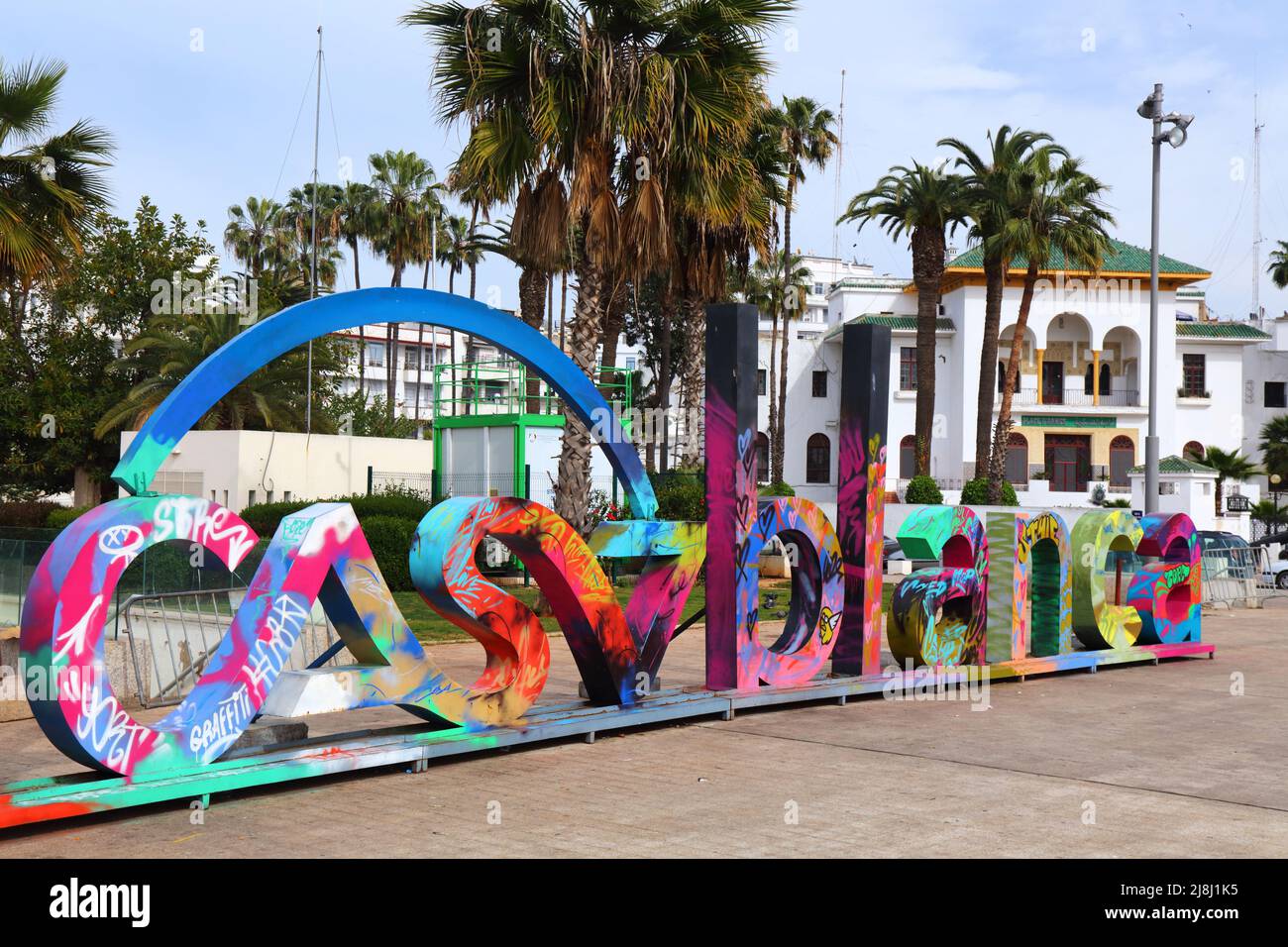 CASABLANCA, MOROCCO - FEBRUARY 22, 2022: Sign at Mohammed V Square in ...