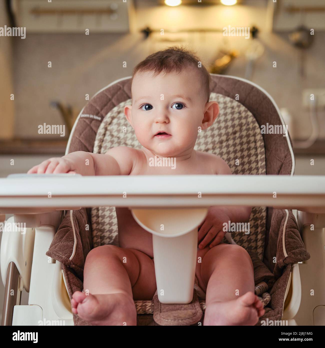 Happy small boy sitting kitchen hi-res stock photography and images - Alamy