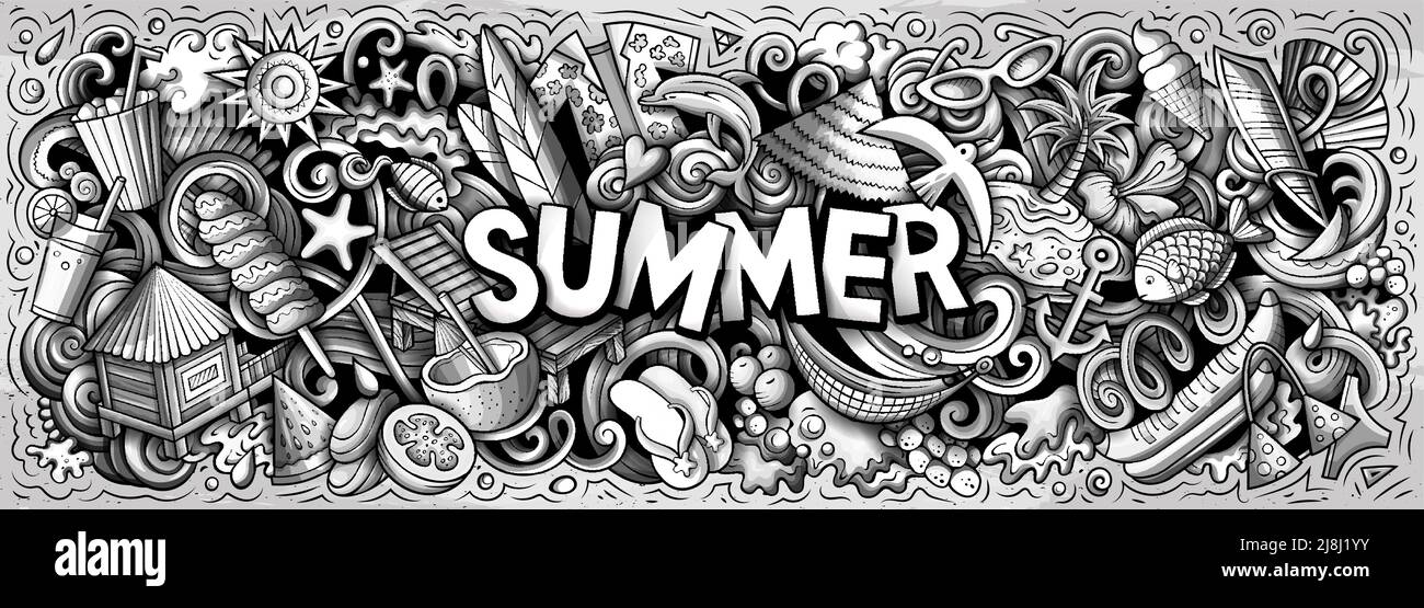 Summer hand drawn cartoon doodle illustration Stock Vector Image & Art ...