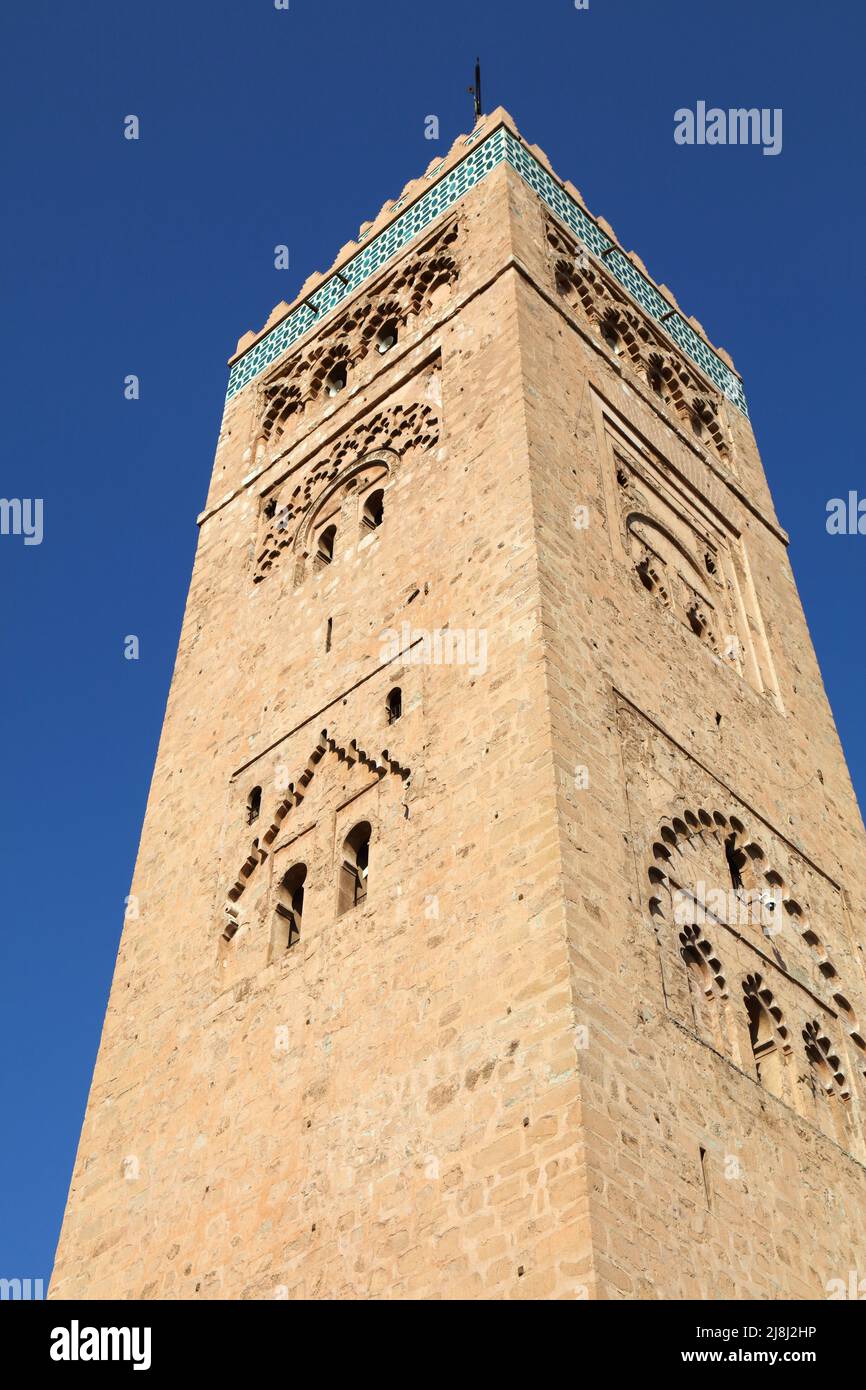 Marrakesh city landmark in Morocco. Koutoubia Mosque minaret tower ...