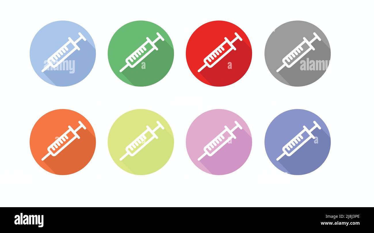 Vector Isolated Illustration of a Syringe. Different Color Syringe ...