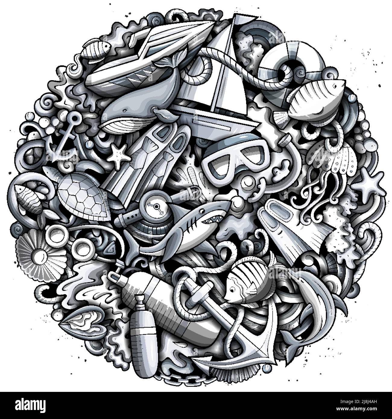 Diving cartoon vector doodles illustration Stock Vector Image & Art - Alamy