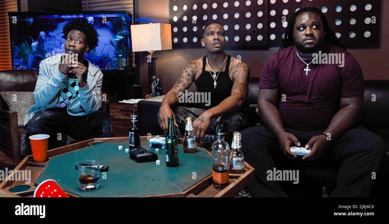 USA. Adrian Lockett, Mike Forbs and Patrick Lamont Jr. in (C)Amazon Studios new film : Emergency ...