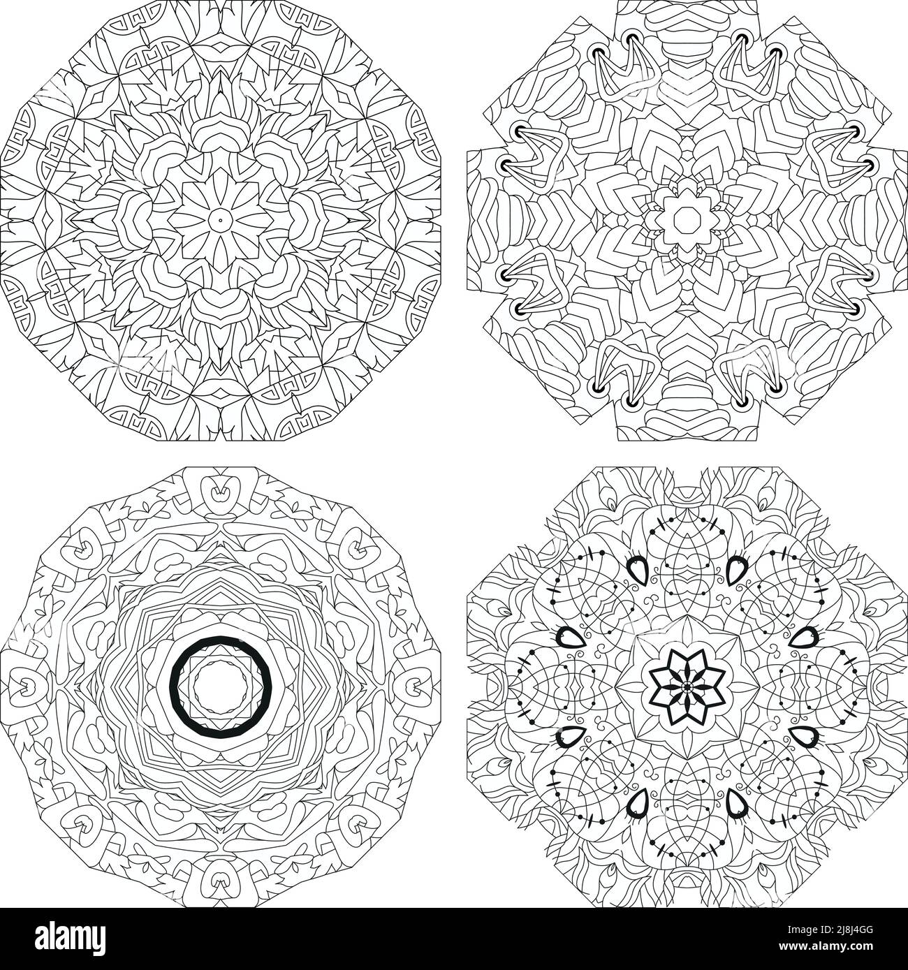 Vector Adult Coloring Book Textures. Hand-painted art design. Adult ...