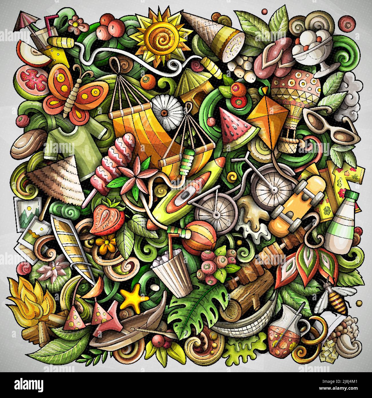 Summer cartoon vector doodles illustration Stock Vector Image & Art - Alamy