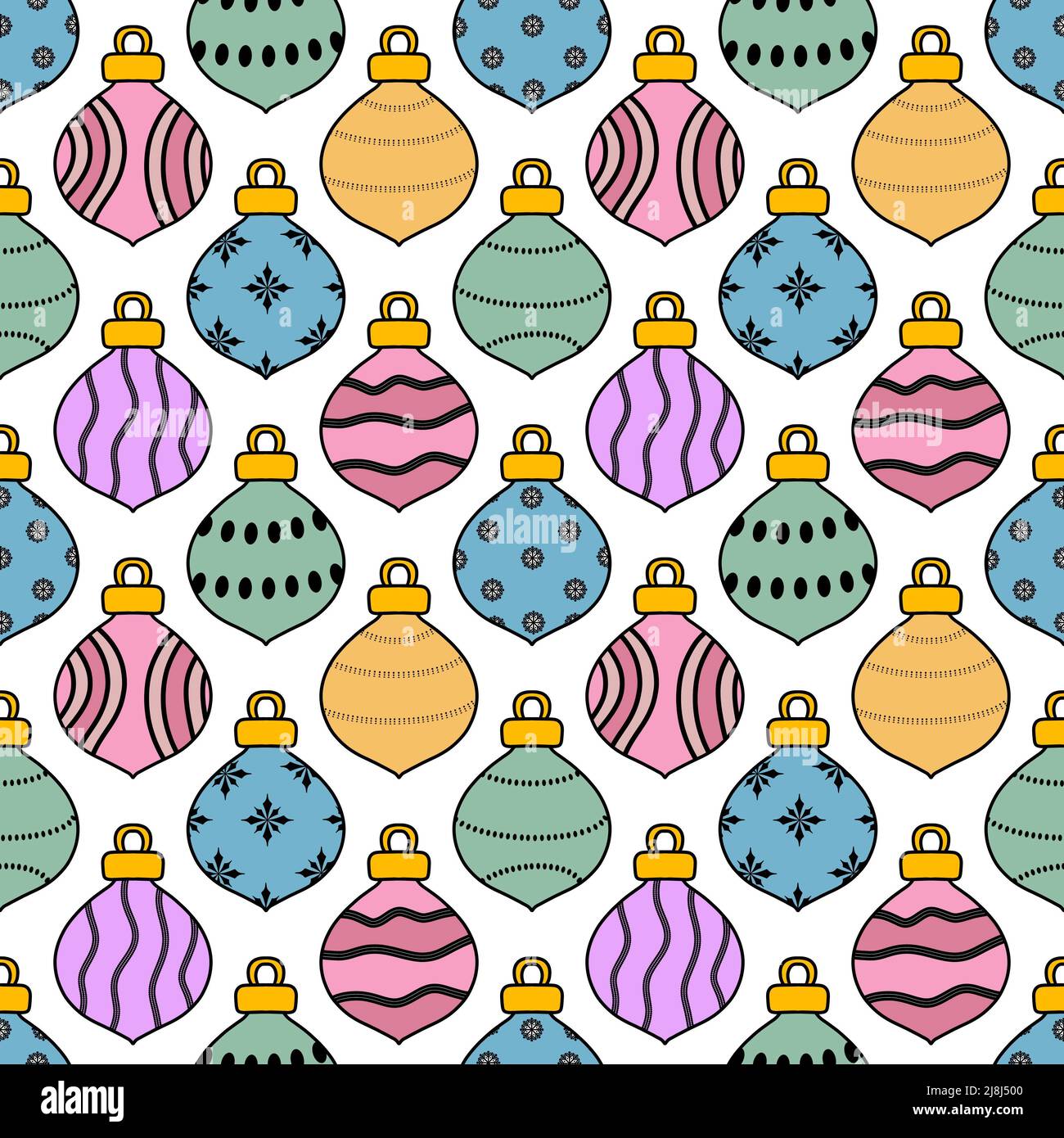 New year seamless Christmas tree balls pattern for fabrics and ...