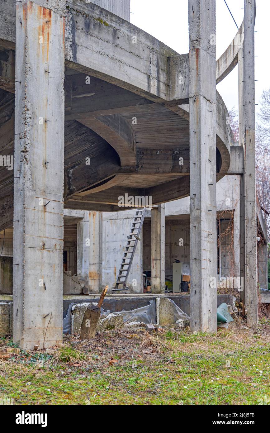 Round Concrete Structure Brutalist Building Under Construction Stock ...