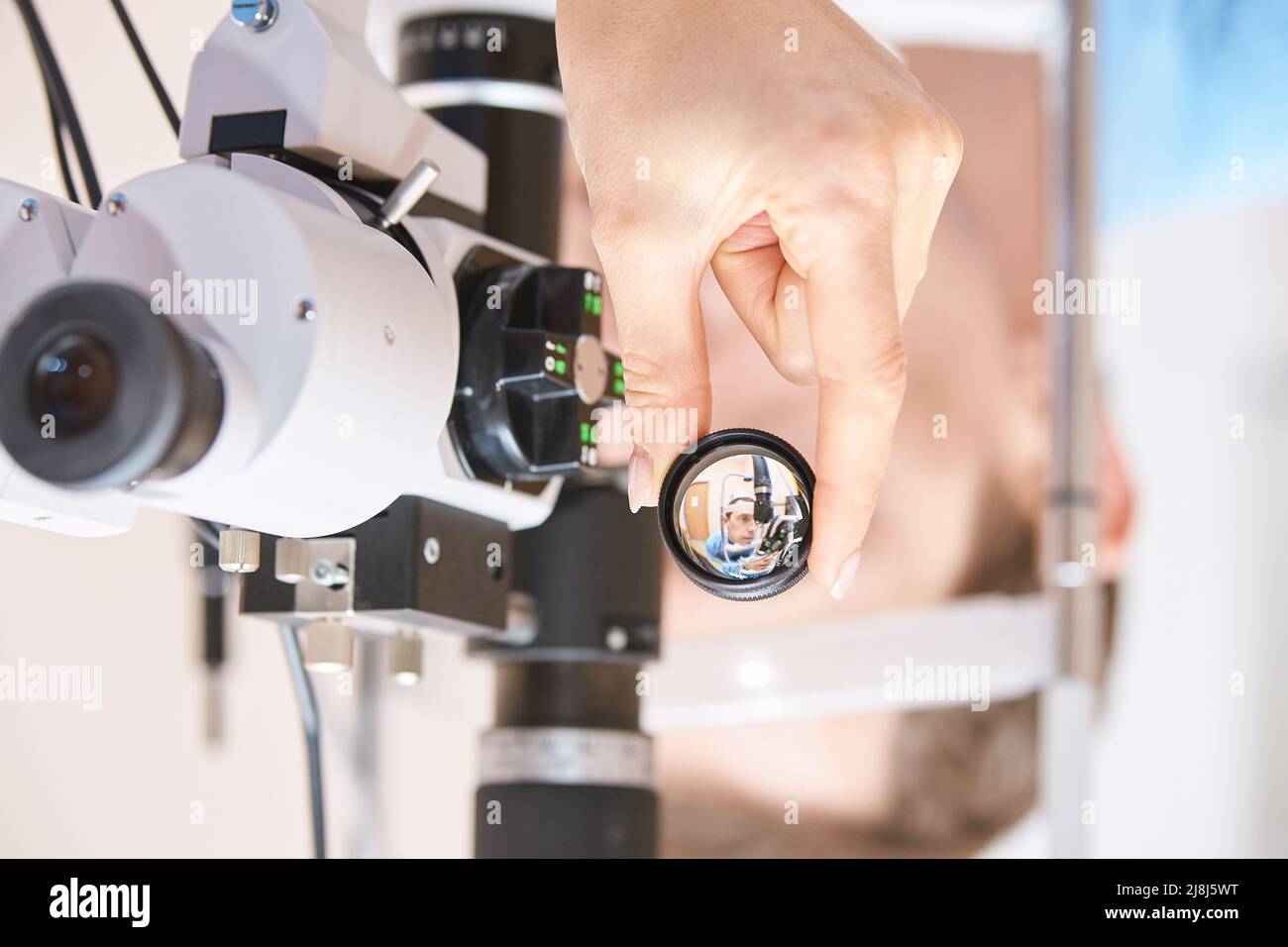 ophthalmologist medical patient. Eye clinic treatment. Hospital optics ...