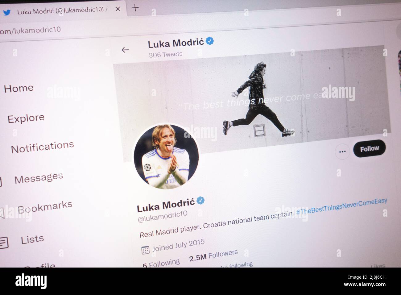 KONSKIE, POLAND - May 14, 2022: Luka Modric official Twitter account ...