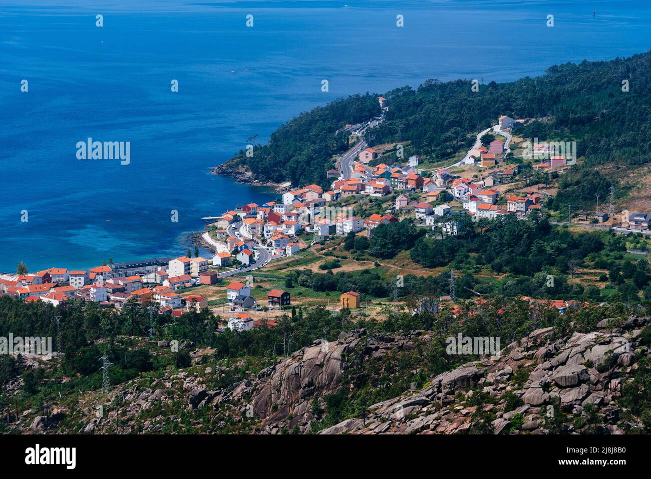 Aerial view of Costa da Morte or Death Coast from view point of Ezaro ...