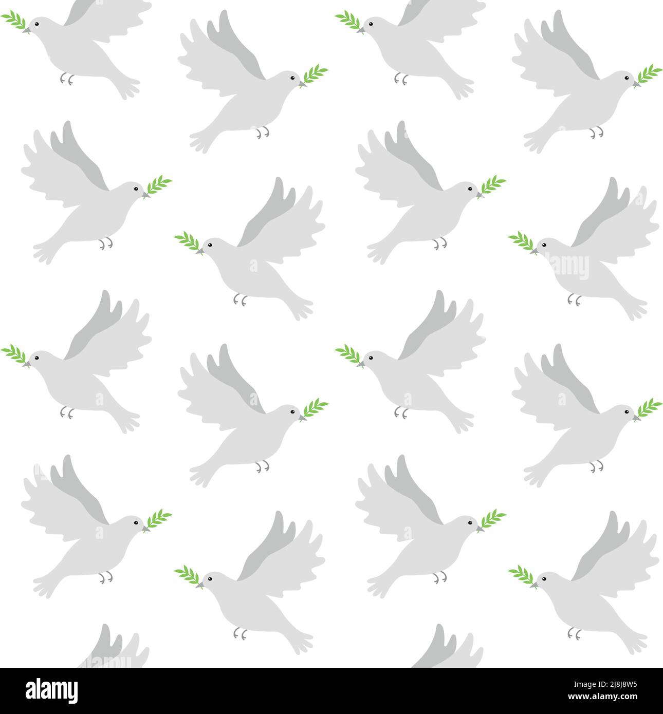 Vector seamless pattern of flat pigeon of peace isolated on white ...