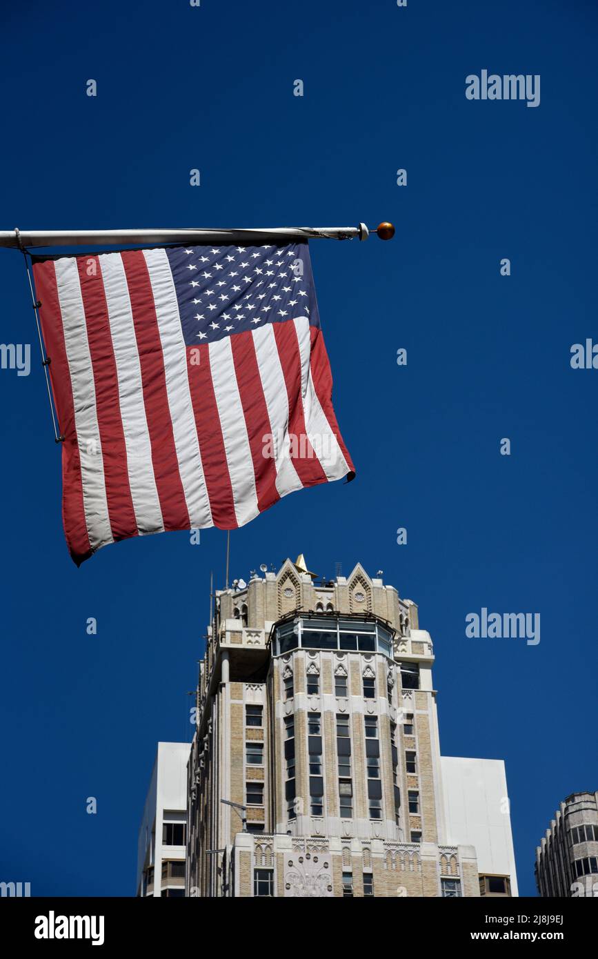 An American flag flies in San Francisco, California, with the former ...