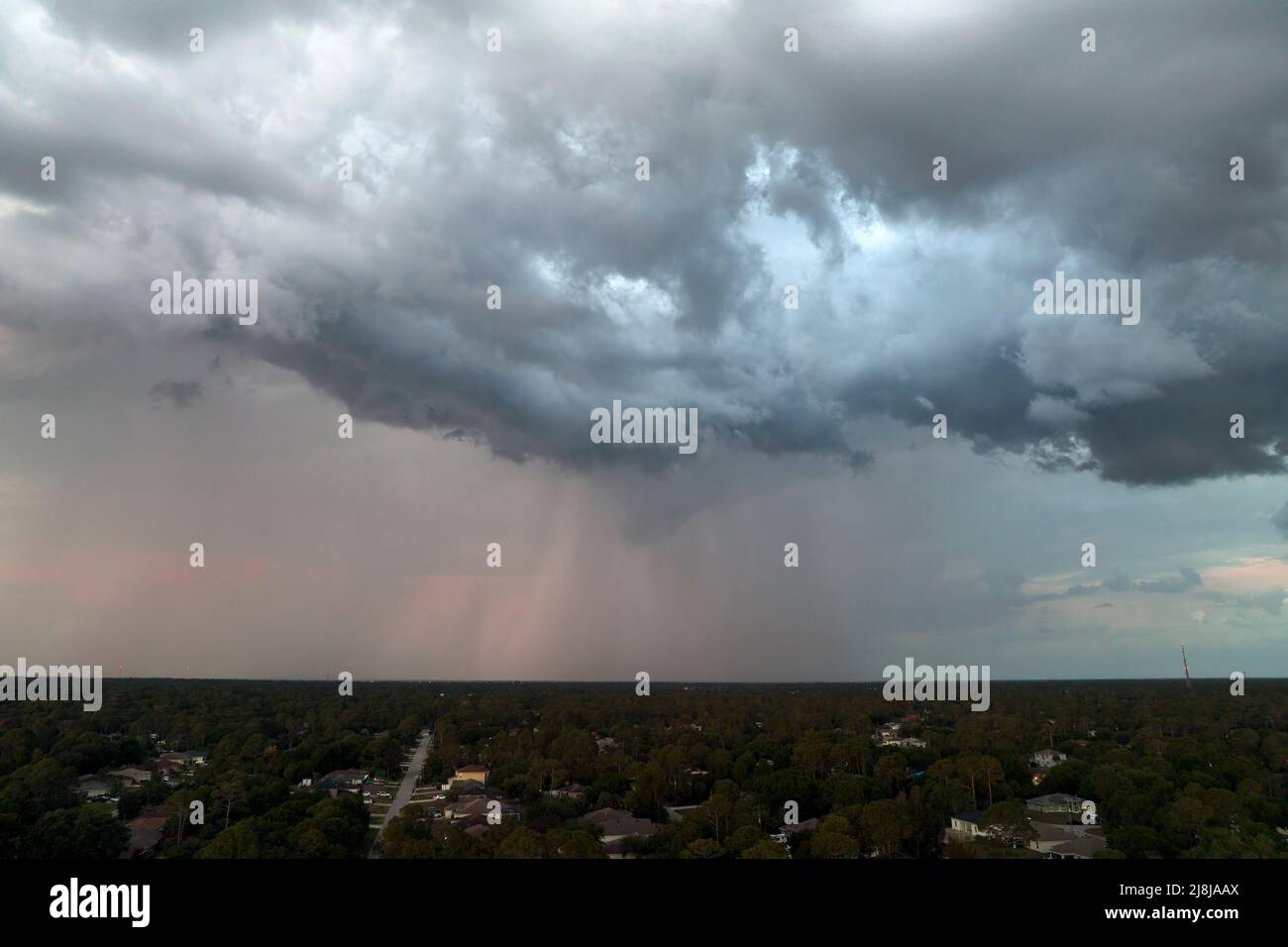 Landscape of dark ominous clouds forming on stormy sky before heavy ...