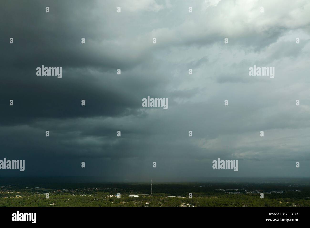 Landscape of dark ominous clouds forming on stormy sky before heavy ...