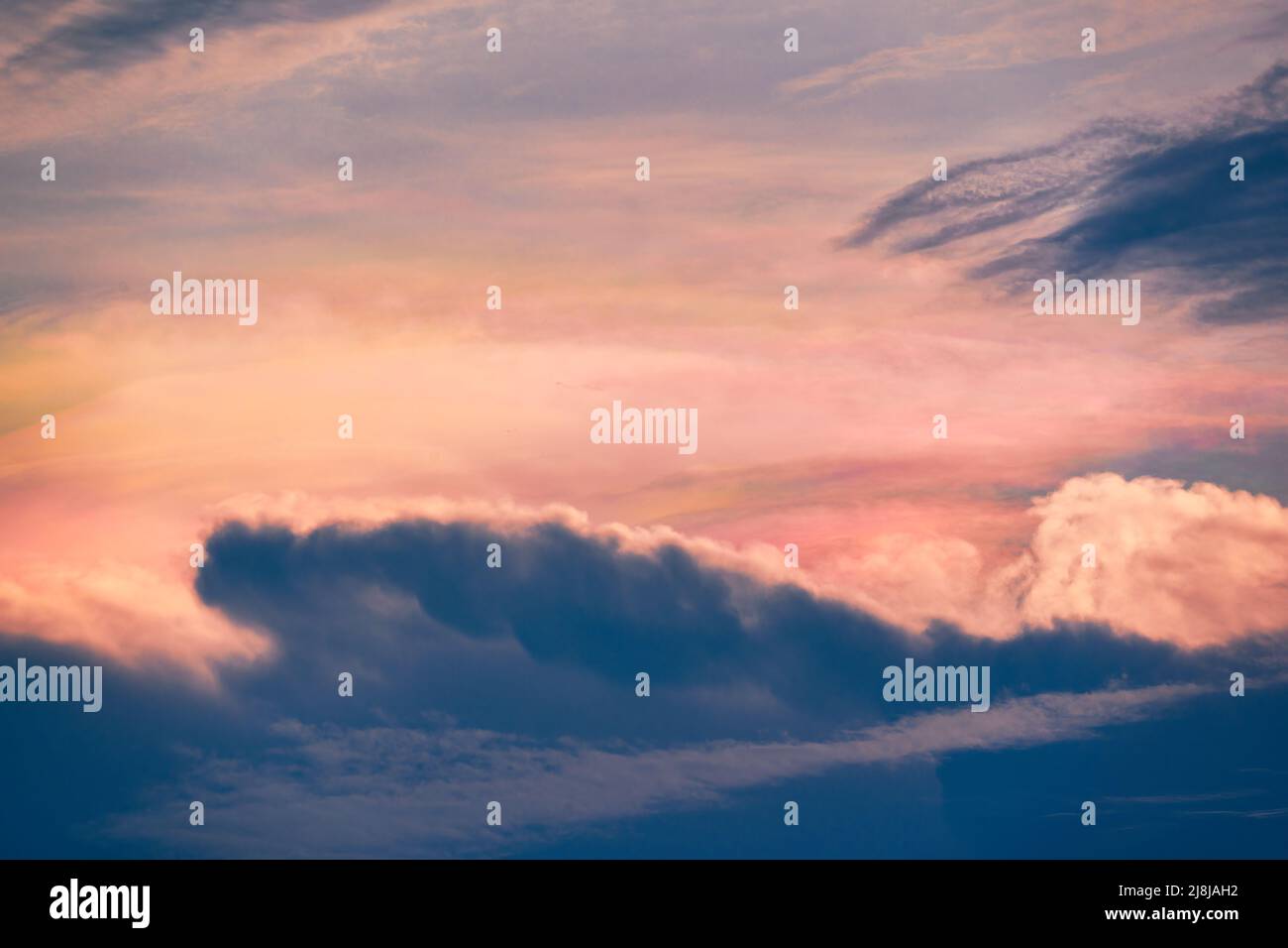 Beautiful dramatic sky and clouds in the sunset. Natural background ...