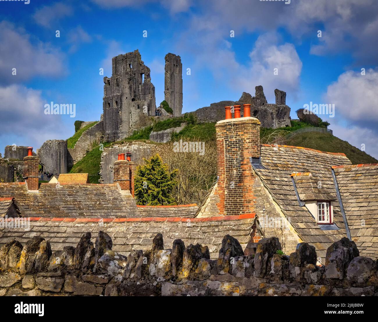 From the famous Bankes Arms Hotel, looking over the lovely stone houses ...