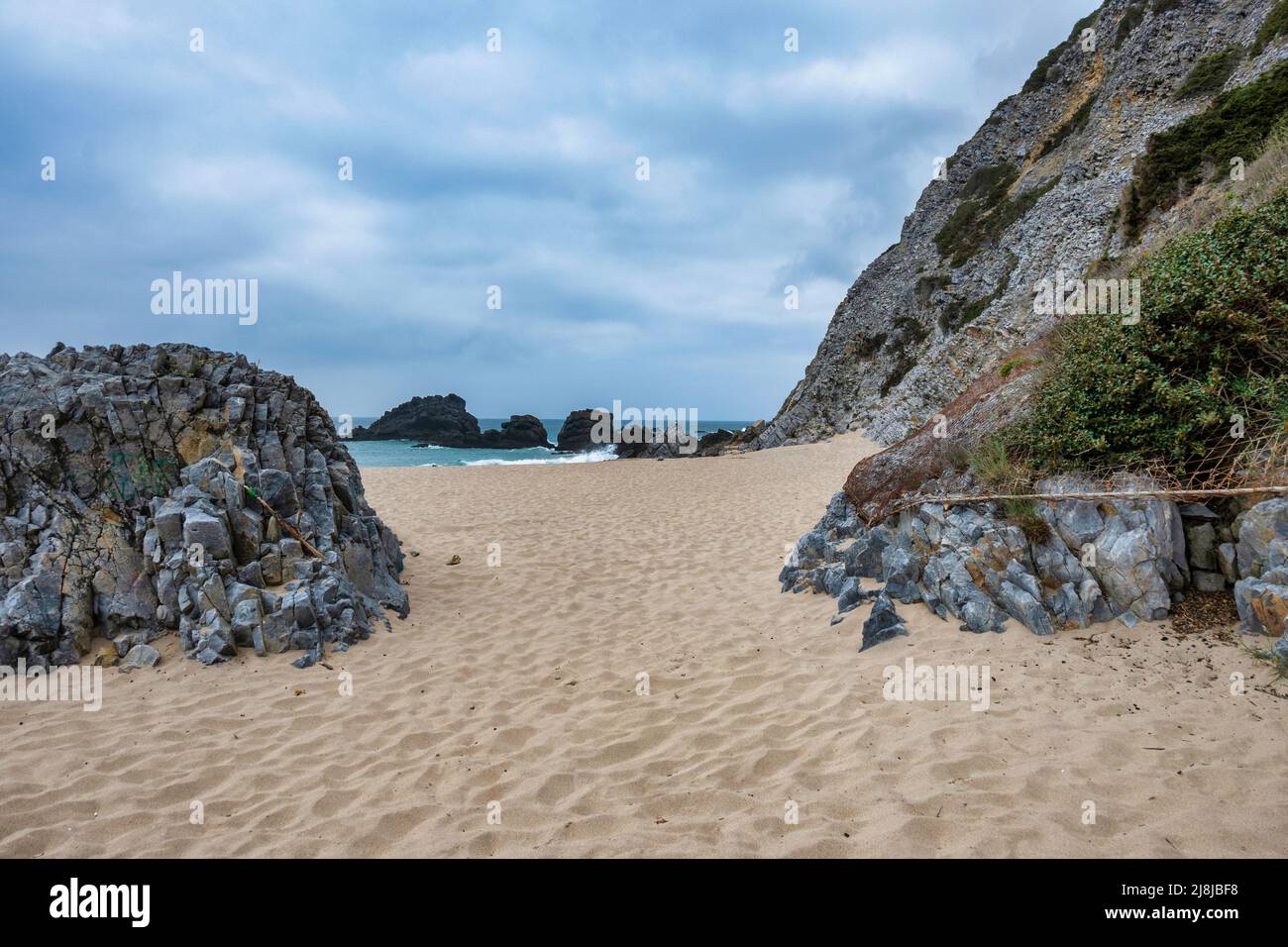View of Adraga beach in Sintra Portugal Stock Photo - Alamy