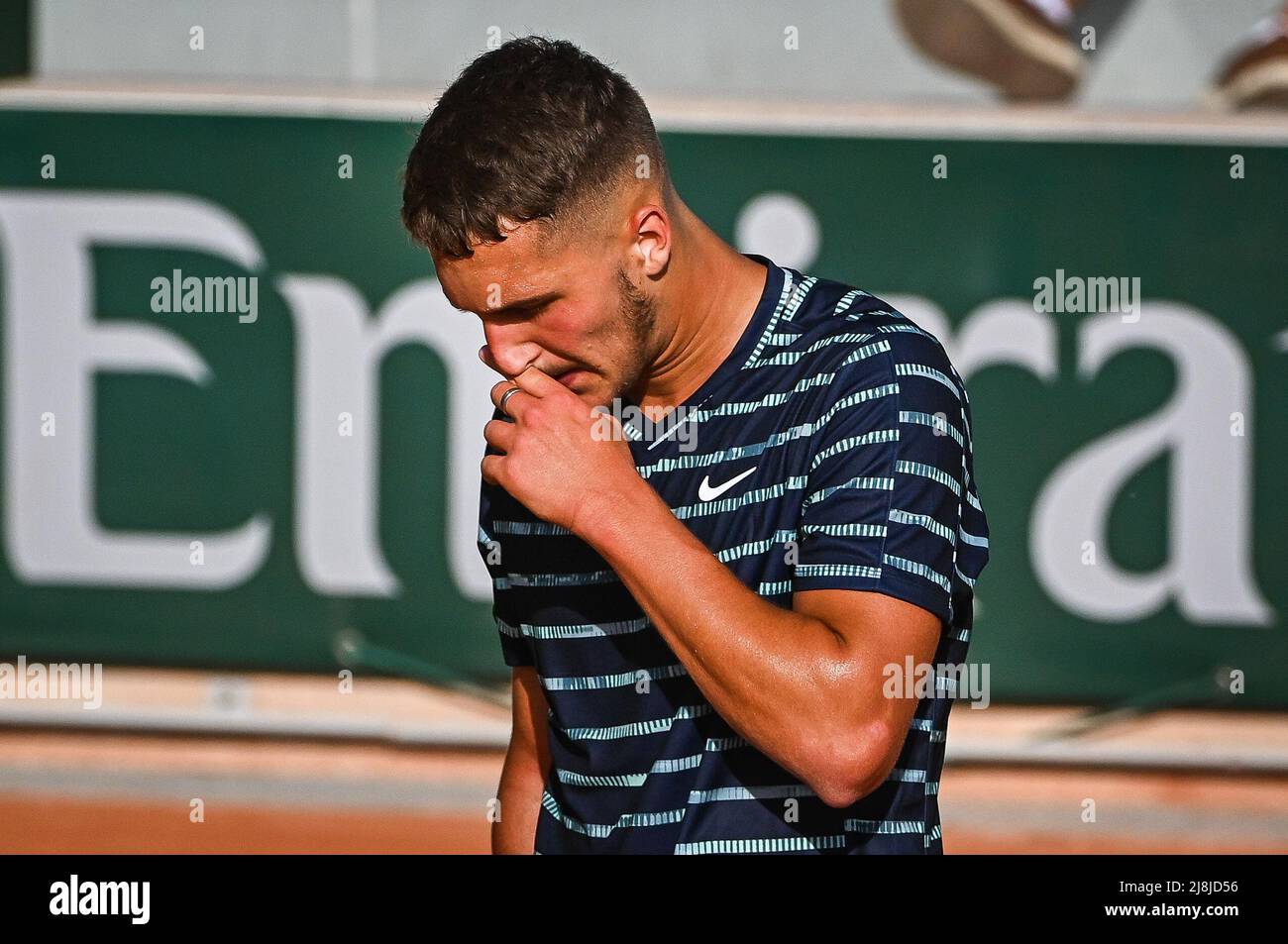 Sean CUENIN of France looks dejected during the Qualifying Day one of ...