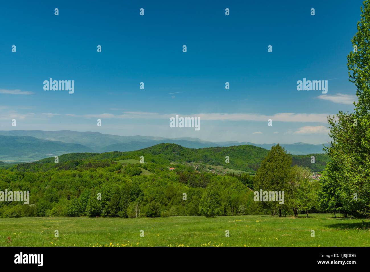 Landscape near Banska Stiavnica town in sping fresh color beautiful ...