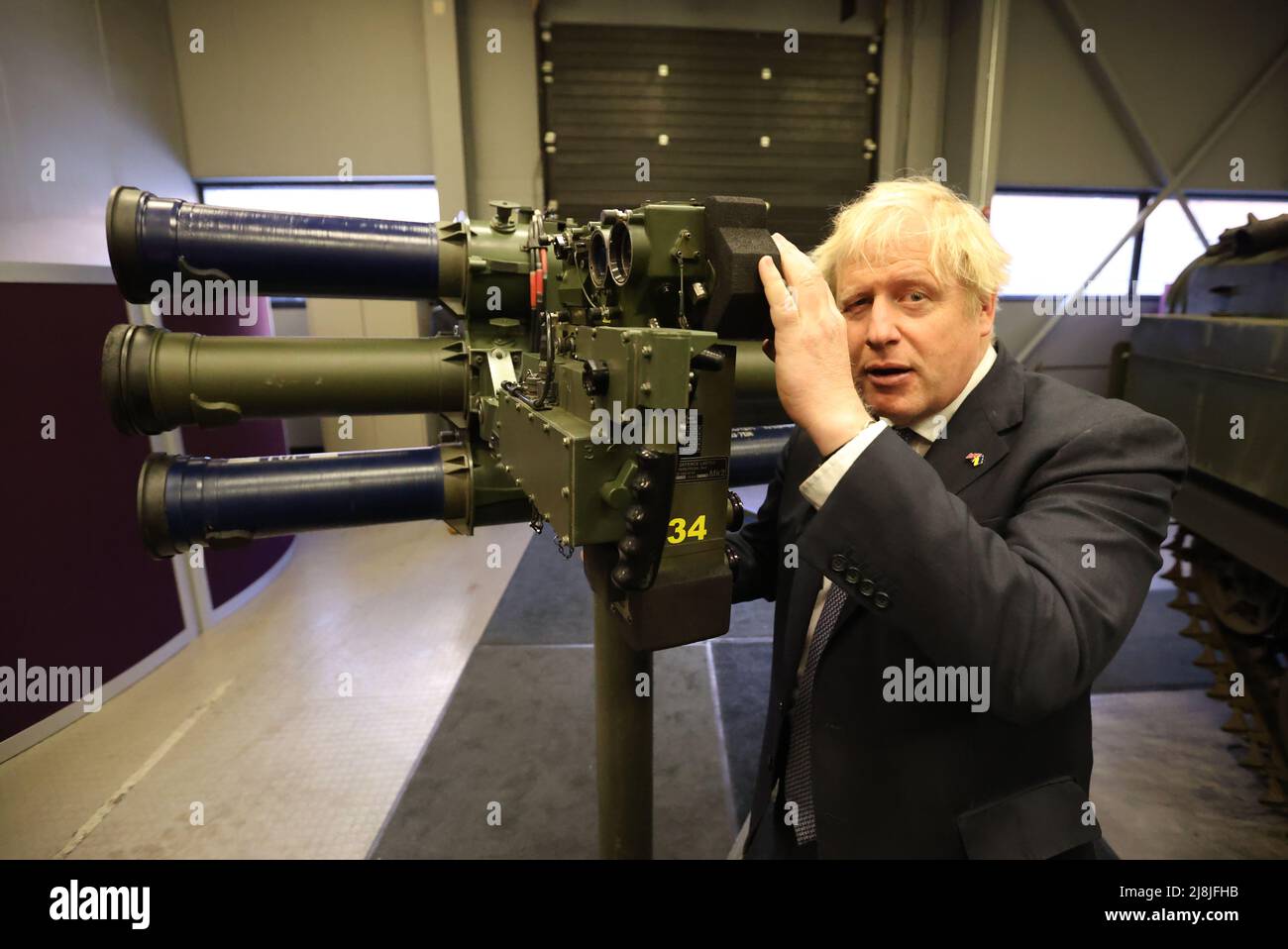 Prime Minister Boris Johnson with a Mark 3 shoulder launch LML ...