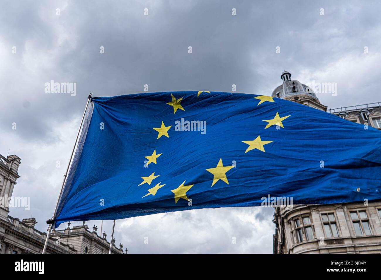 European union flag fluttering hi-res stock photography and images - Alamy