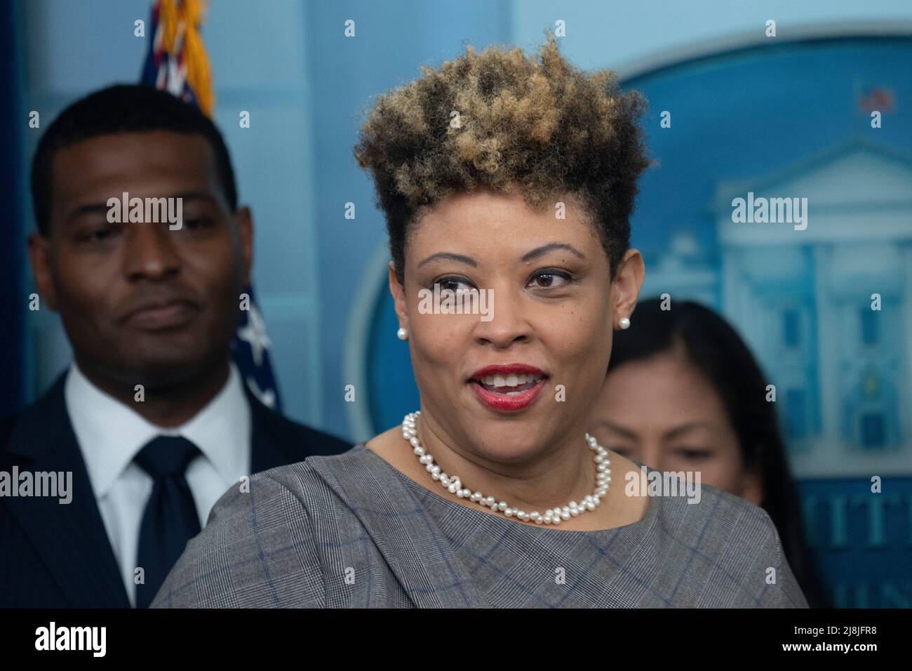 Office of Management and Budget Shalanda D. Young speaks during a news ...