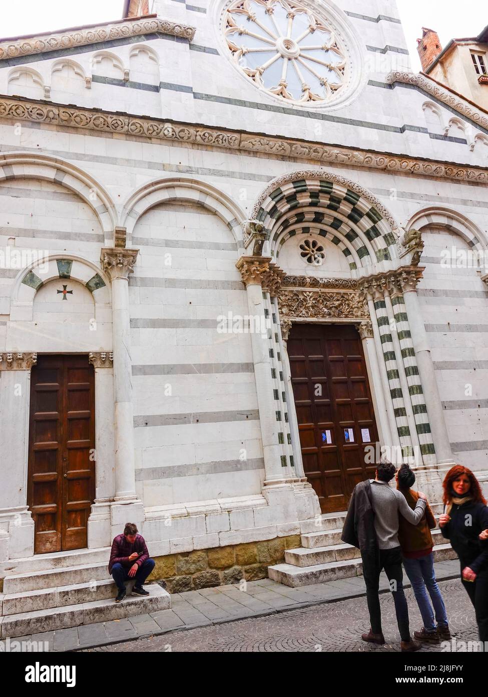 People outside the front facade of the deconsecrated church St ...