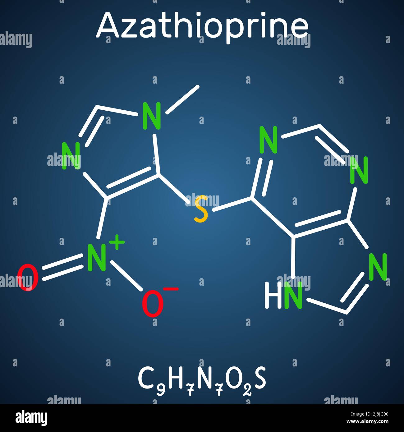 Azathioprine, AZA molecule. It is immunosuppressive agent, medication ...