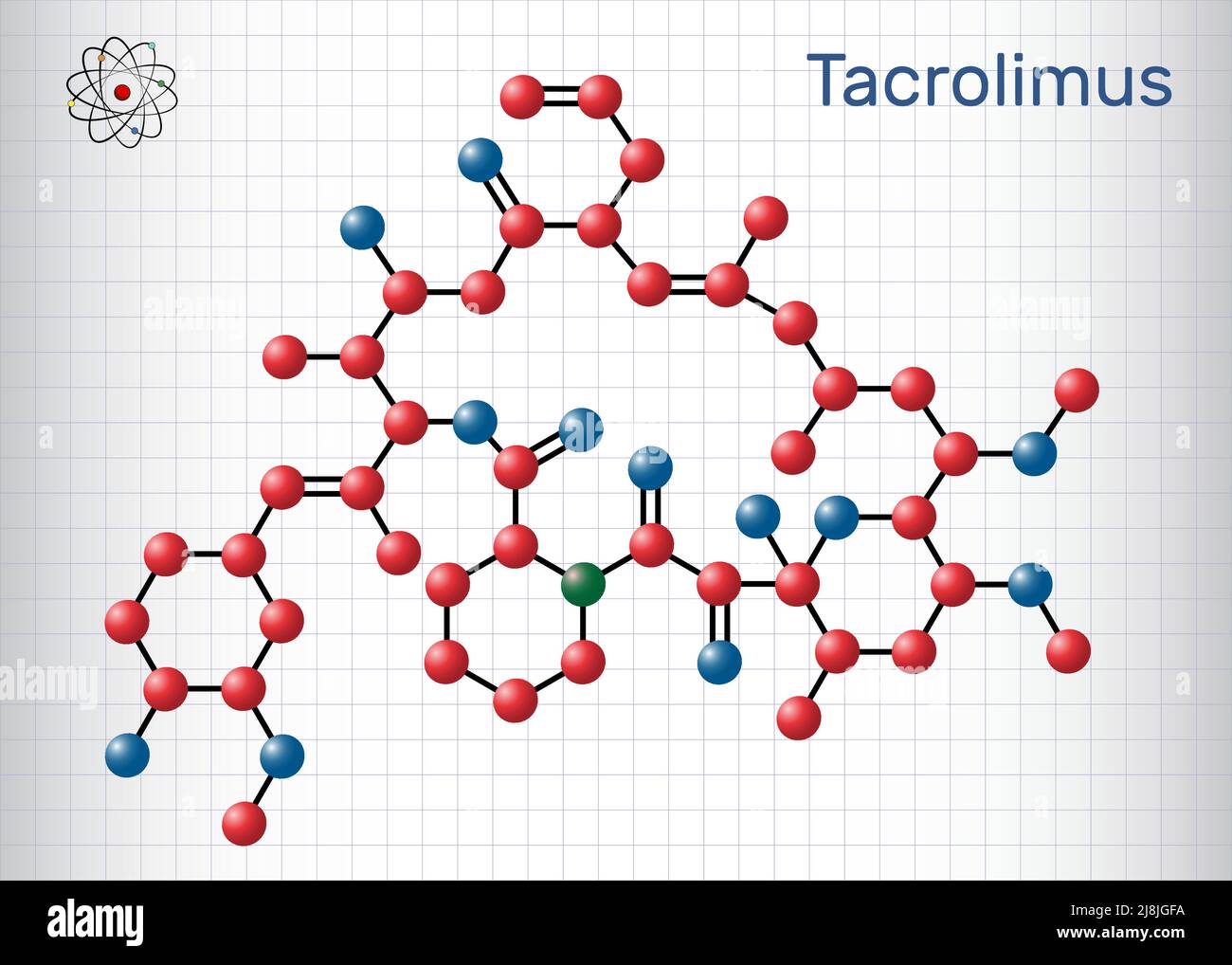 Tacrolimus, FK-506 or Fujimycin molecule. It is potent ...