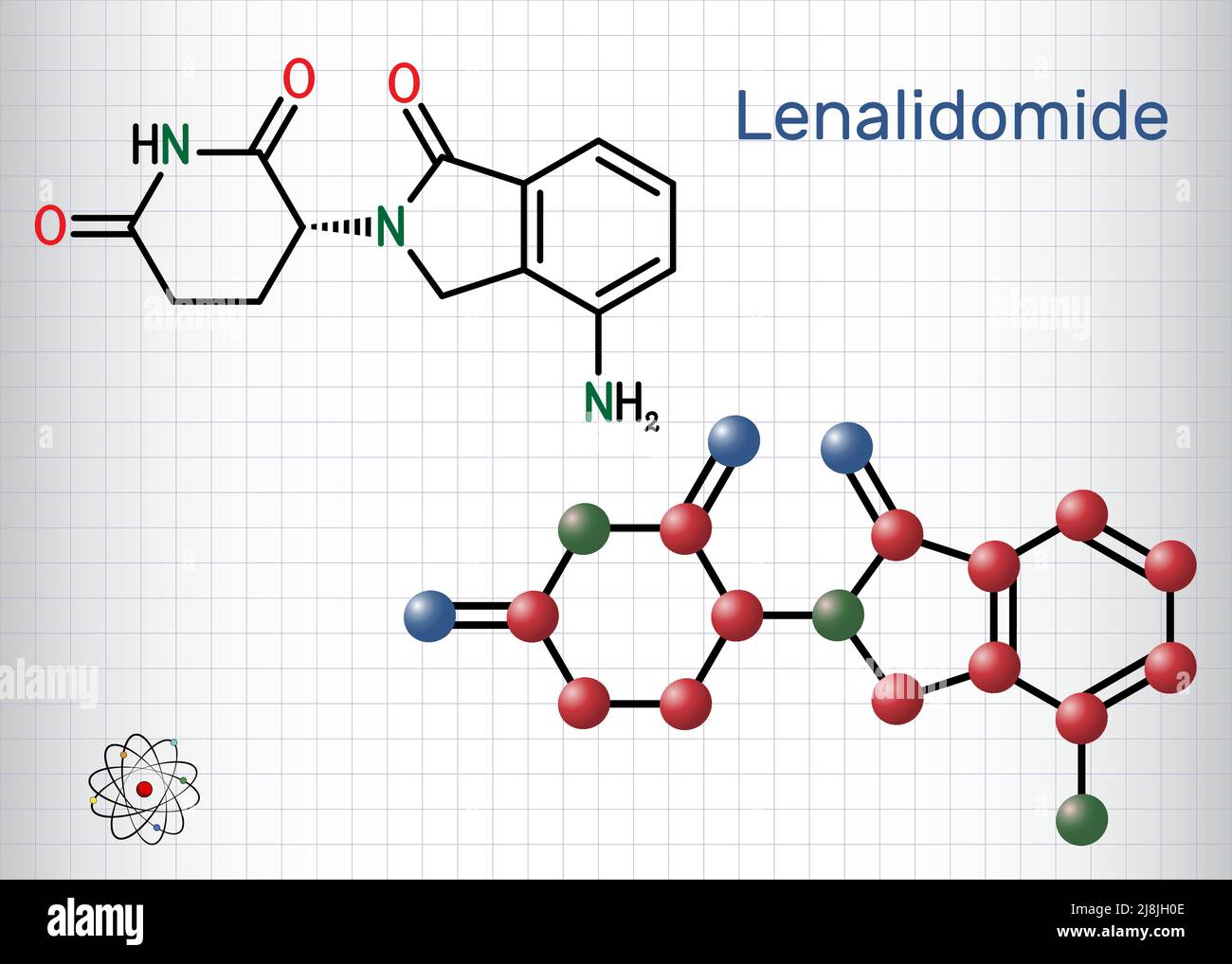 Lenalidomide molecule. It is immunomodulatory drug with antineoplastic ...