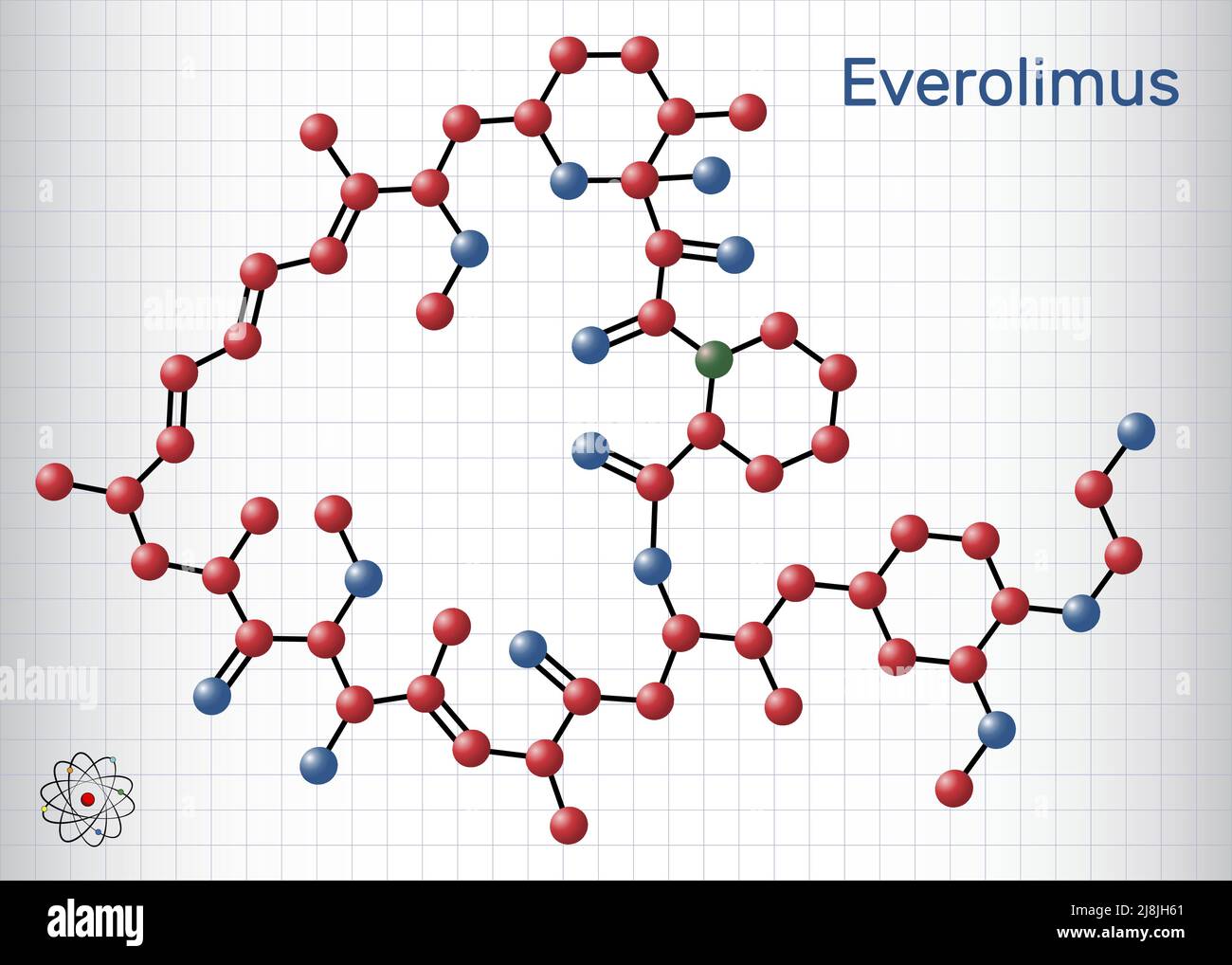 Everolimus molecule. It is derivative of Rapamycin (sirolimus ...