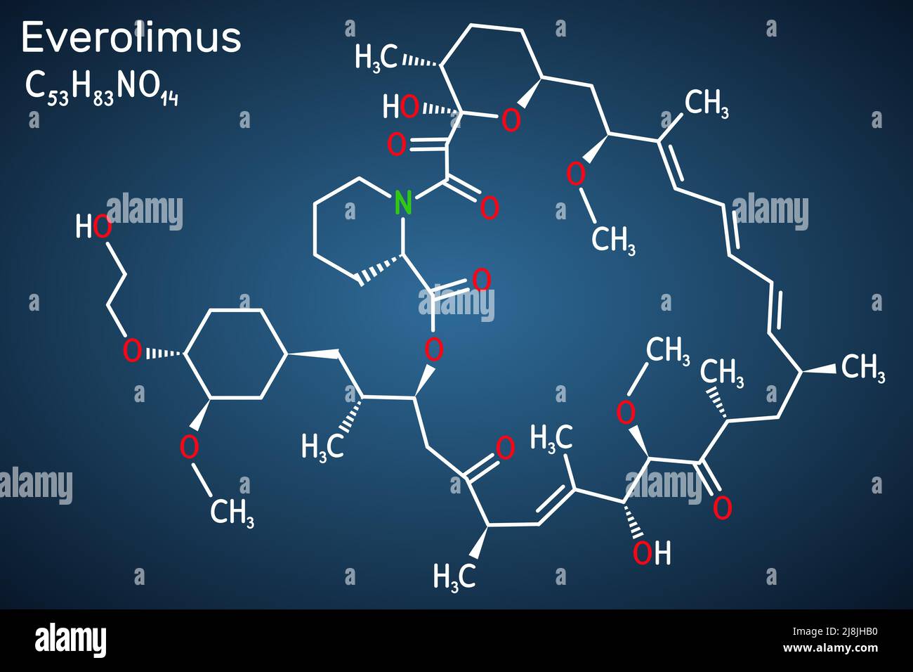 Everolimus molecule. It is derivative of Rapamycin (sirolimus ...