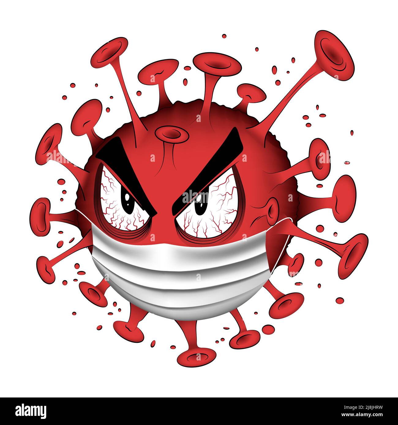Vector illustration of an angry virus in face mask. EPS10 Stock Vector ...