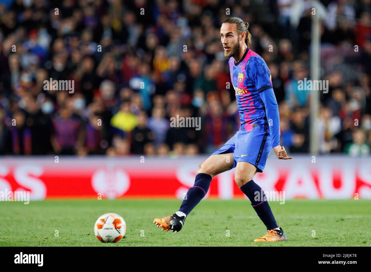 BARCELONA - APR 14: Mingueza in action during the Uefa Europa League match between FC Barcelona ...