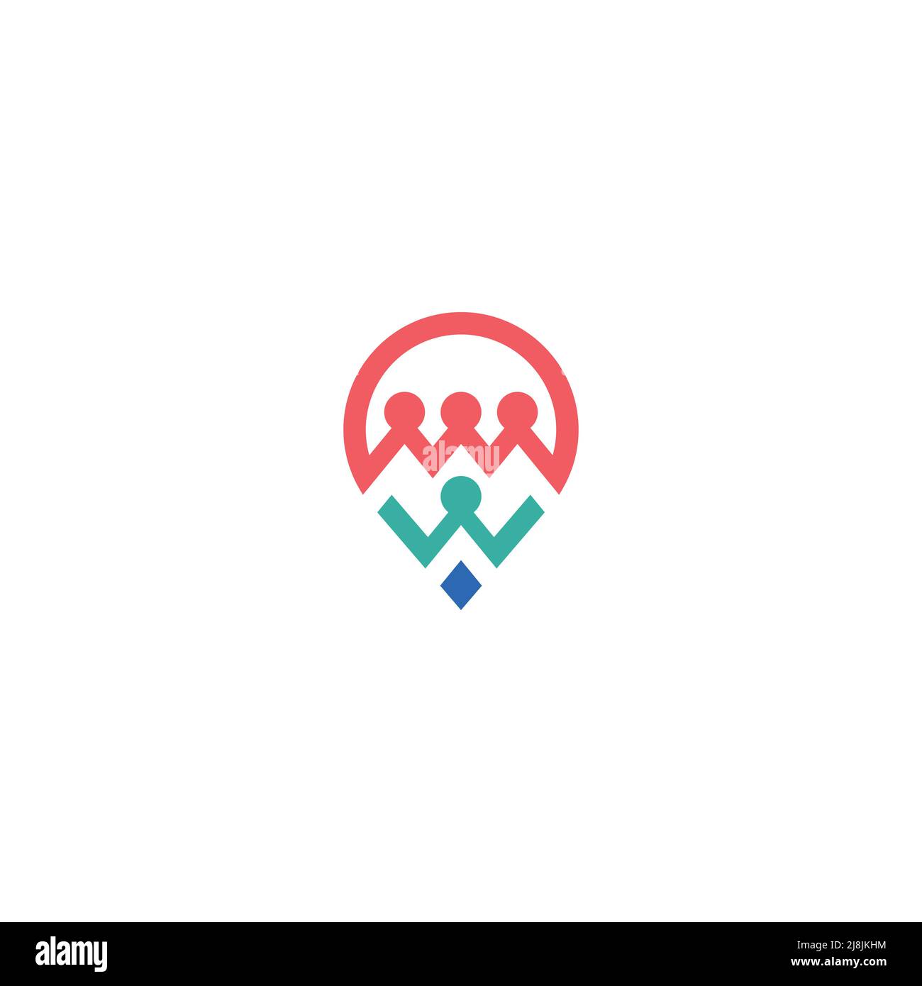 Group of people location icon. Gathering people. Place on the map of ...