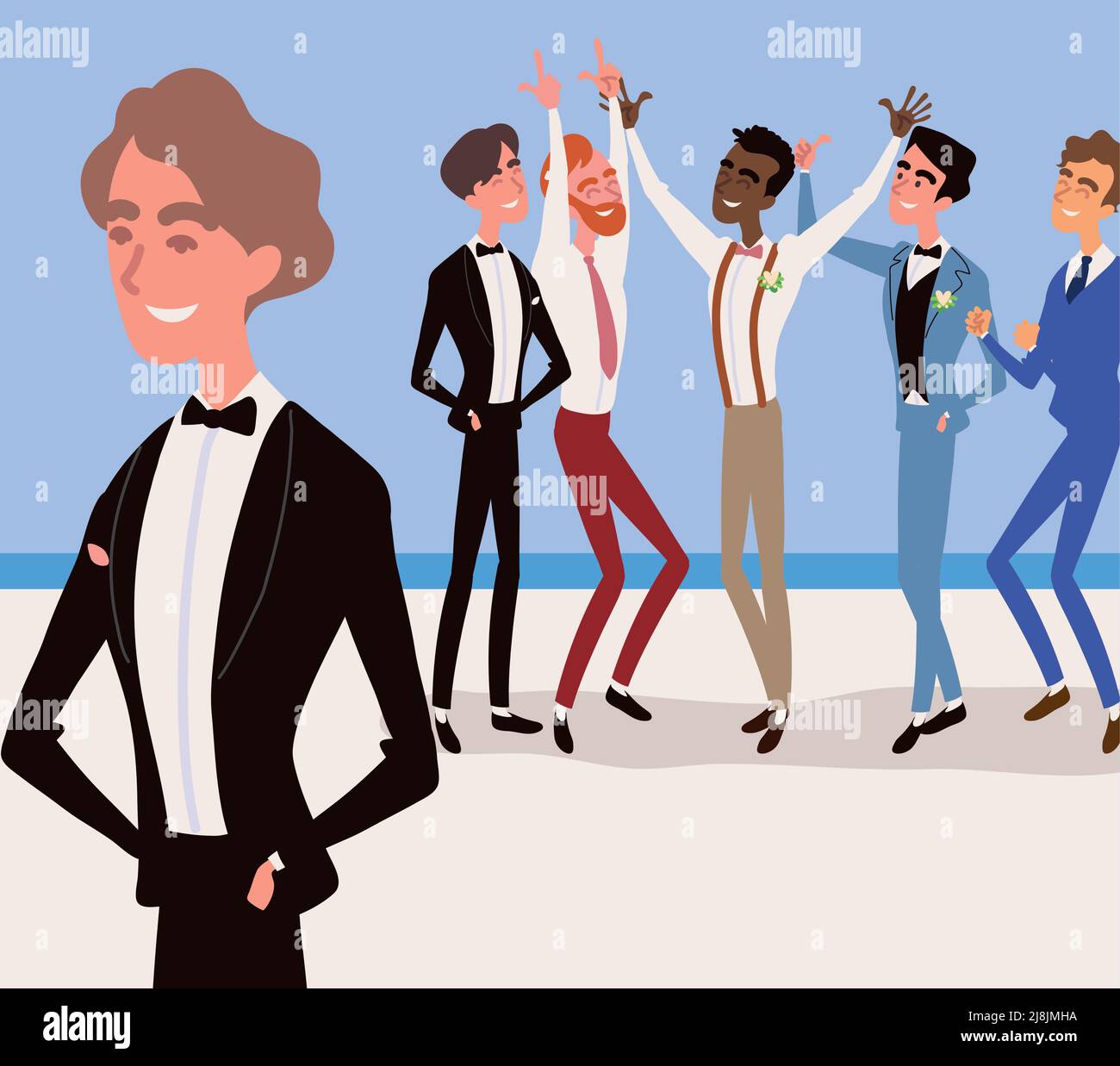 wedding groom and groomsmen character Stock Vector Image & Art - Alamy