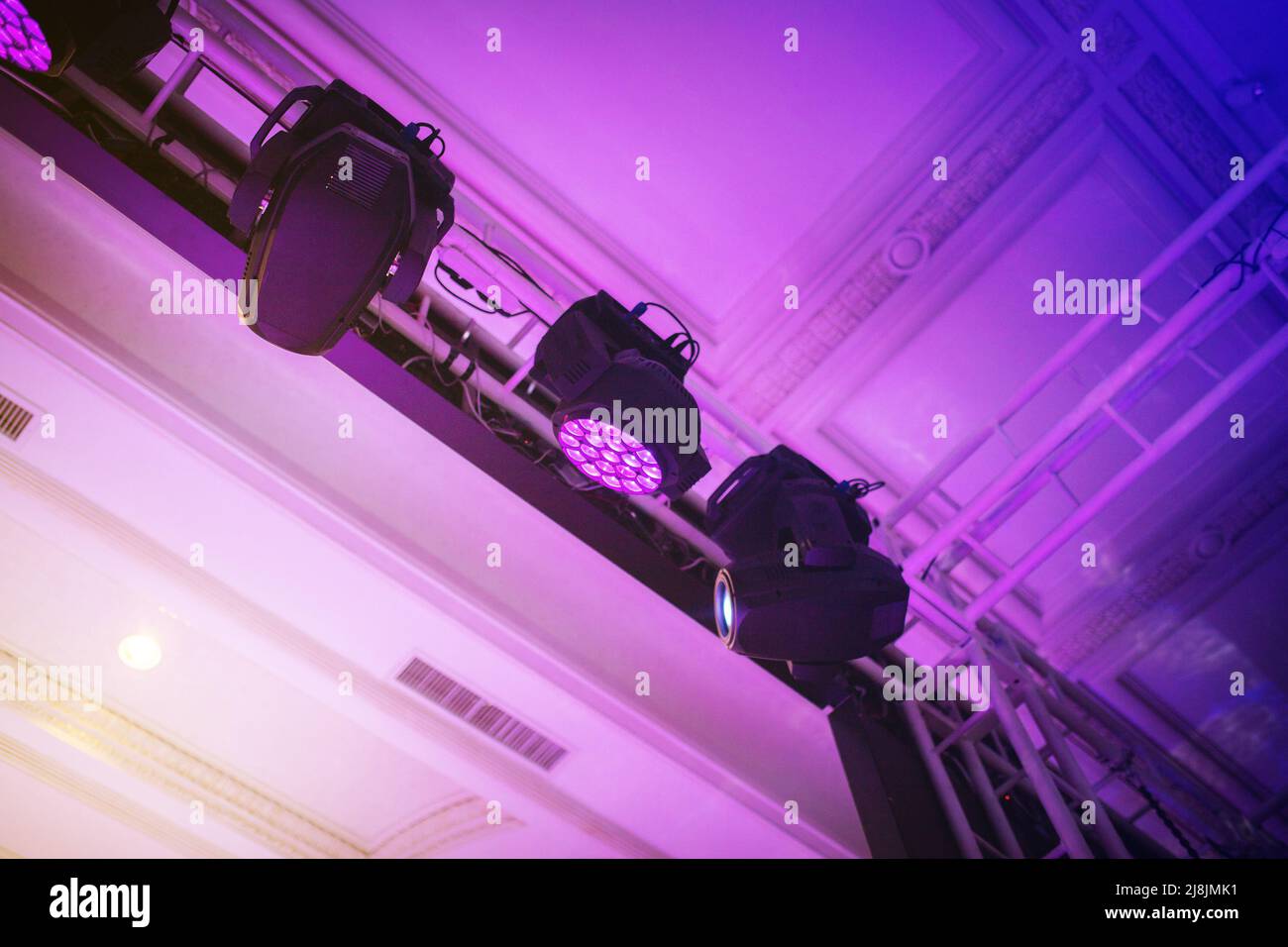 Light heads beam and wash hang on a truss above the ceiling Stock Photo ... Light heads beam and wash hang on a truss above the ceiling Stock Photo ...