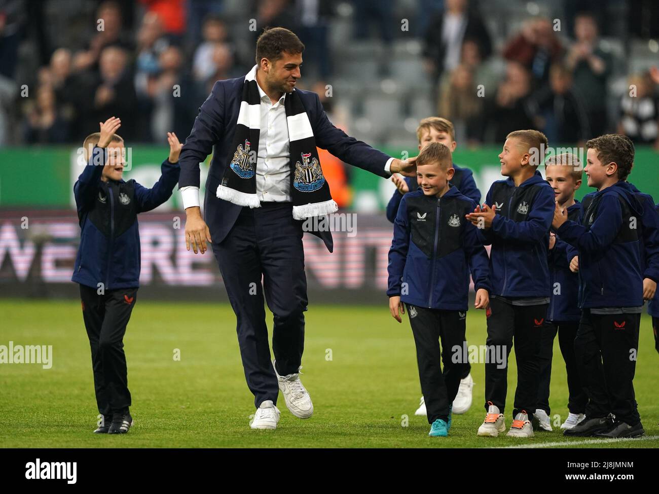 Newcastle United co-owner Jamie Reuben on the pitch at half-time during ...
