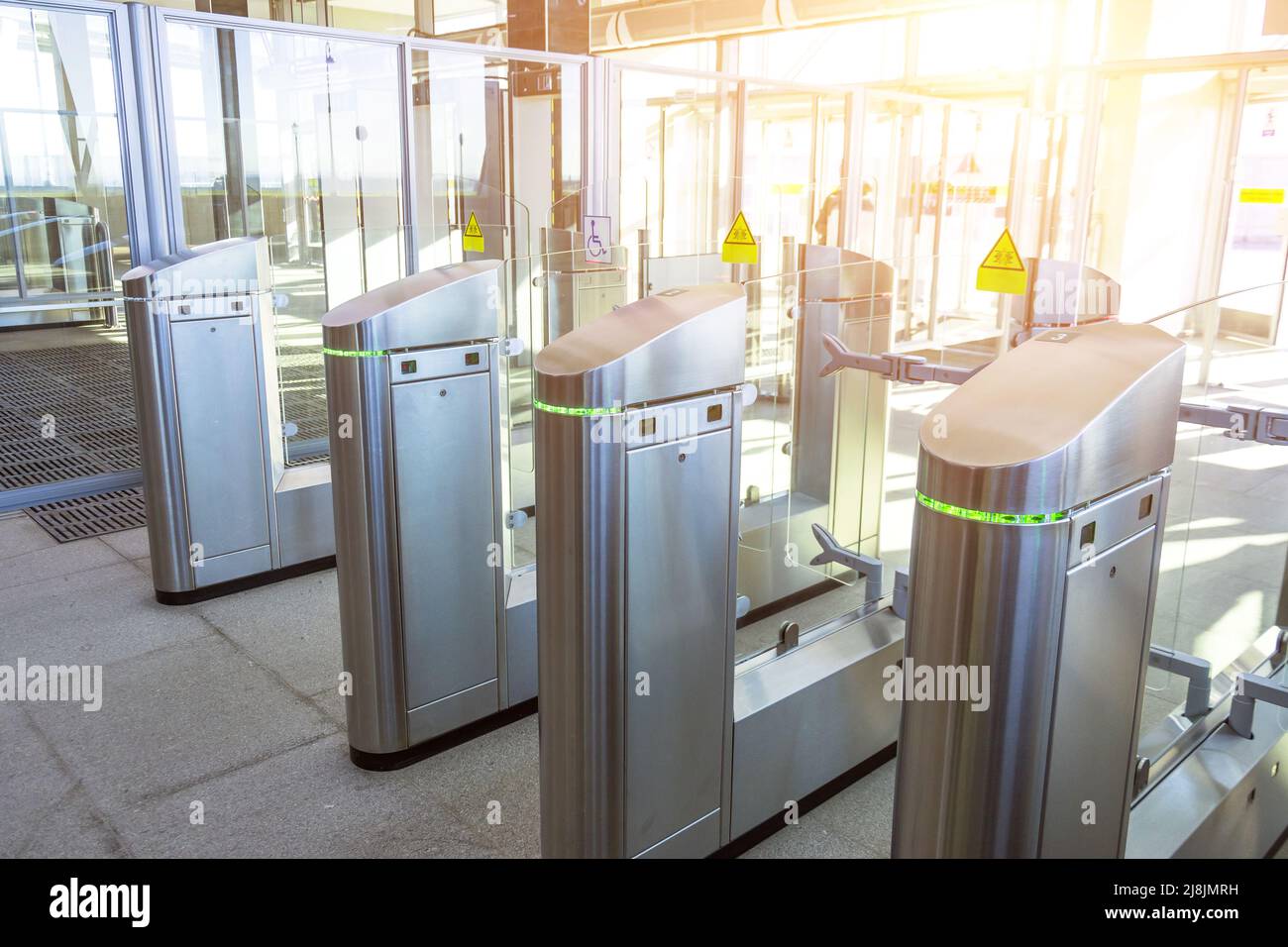 Turnstiles for the passage of subway trains transport Stock Photo - Alamy