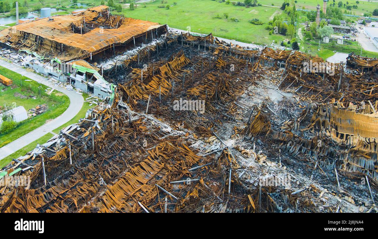 Kalynivka, Kyiv region, Ukraine - May 15, 2022: War in Ukraine. A ...